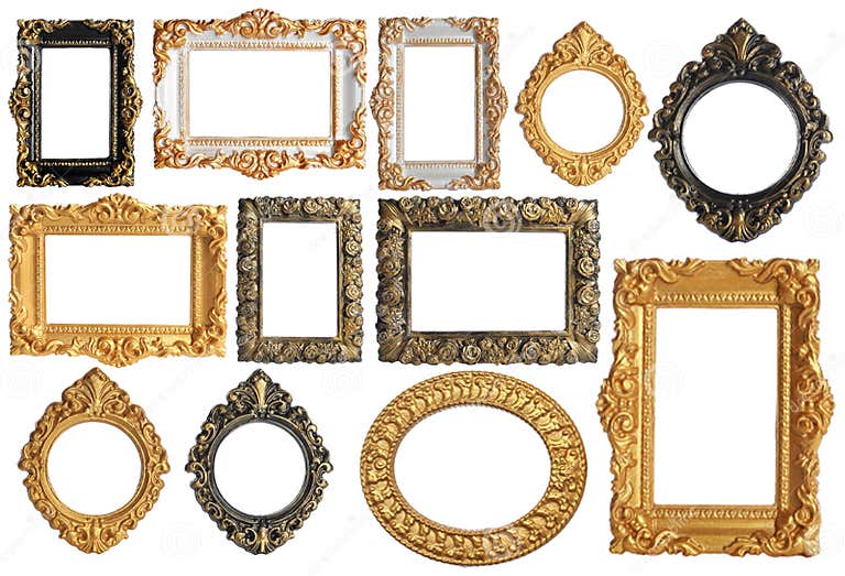 Set of Different Old Fashioned Frames on White Background Stock Photo ...