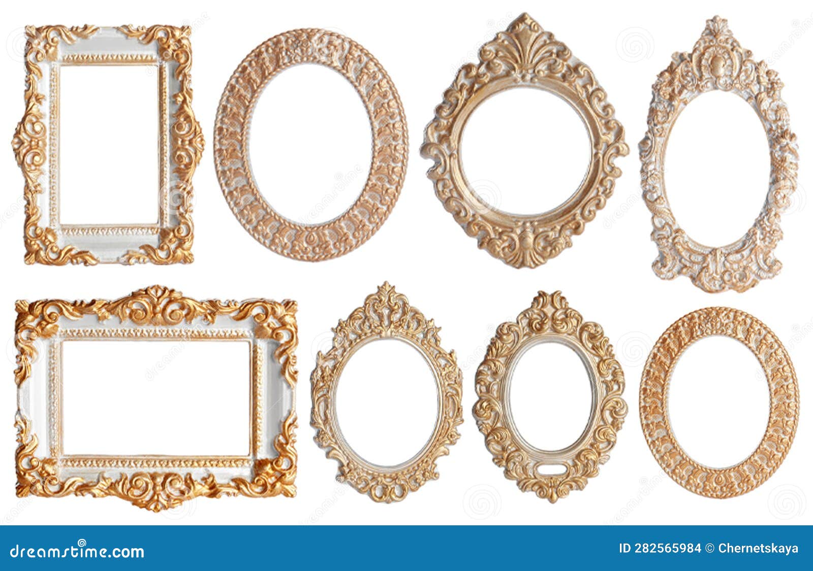 Set of Different Old Fashioned Frames on White Background Stock Photo - Image of frames ...
