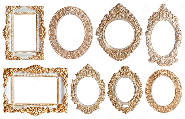 Set of Different Old Fashioned Frames on White Background Stock Photo ...