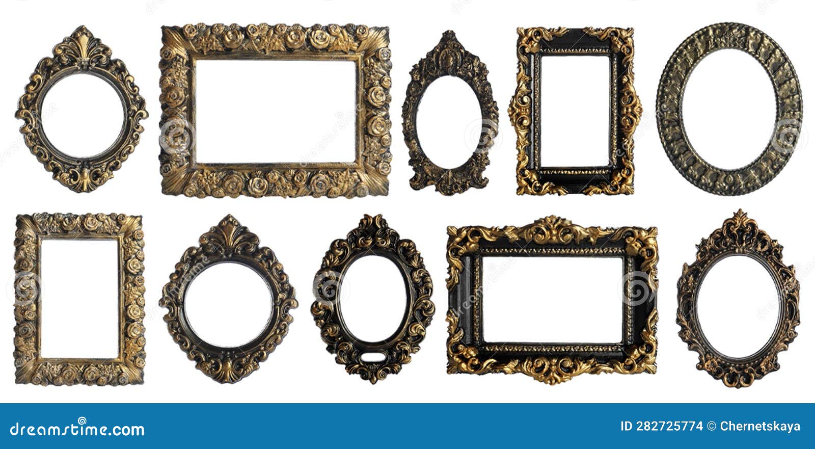 Set of Different Old Fashioned Frames on White Background Stock Photo ...