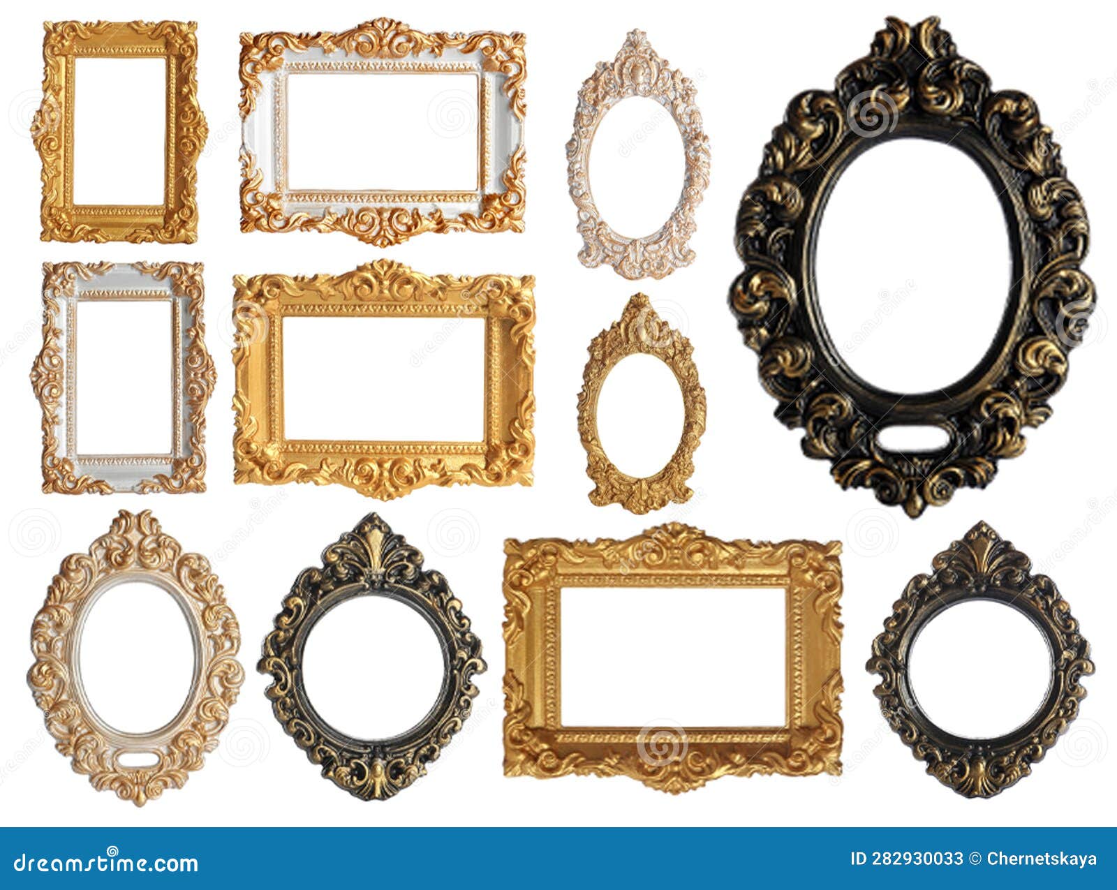 Set of Different Old Fashioned Frames on White Background Stock Image ...