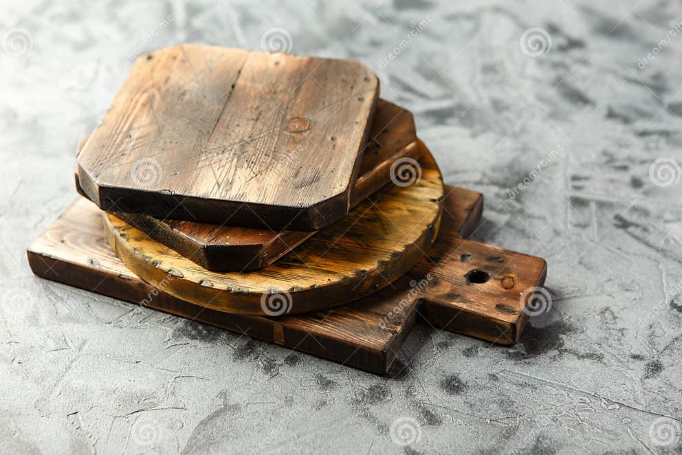 Set of Different Old Wooden Chopping Boards Stock Image - Image of ...