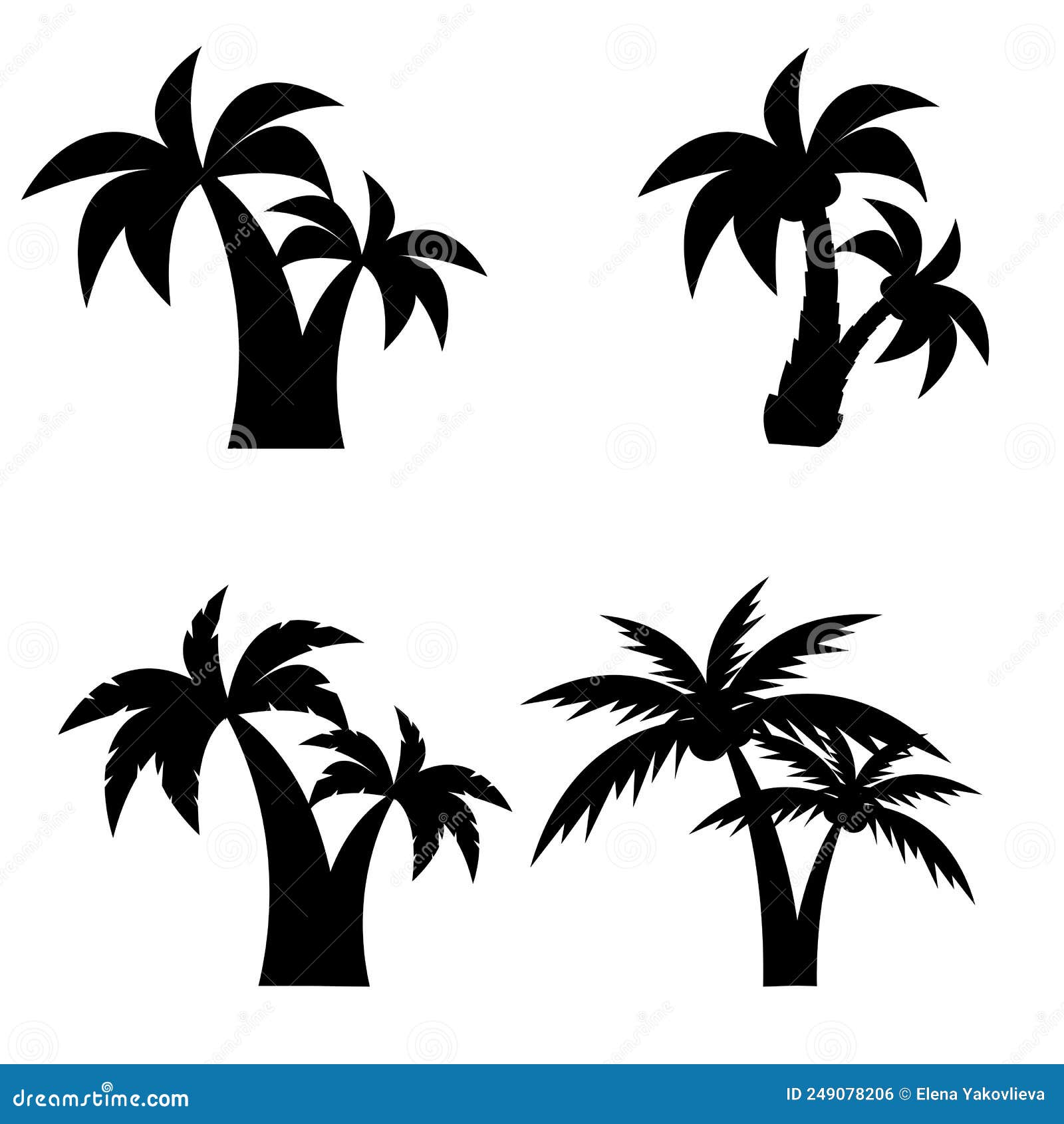 Set of Different Paired Silhouettes of Palm Trees. Isolated on White ... Set of Different Paired Silhouettes of Palm Trees. Isolated on White ...