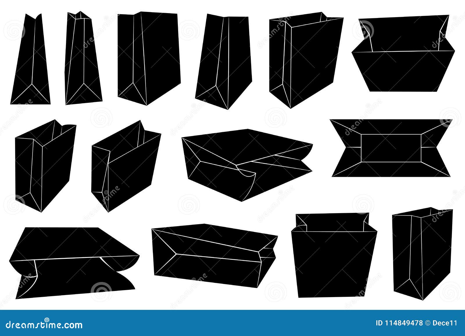 Set of Different Paper Bags Stock Vector - Illustration of purchase ...