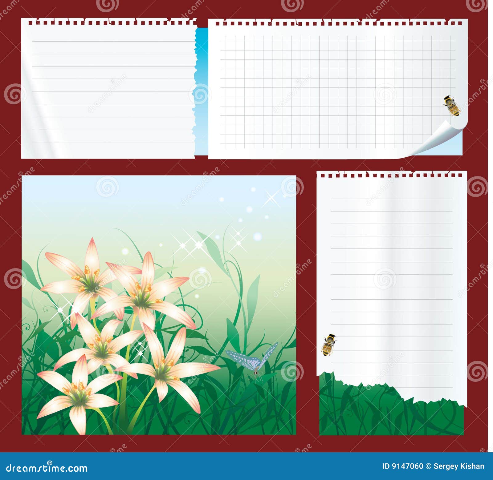 A Set of Different Paper Notes Styles Stock Vector - Illustration of ...