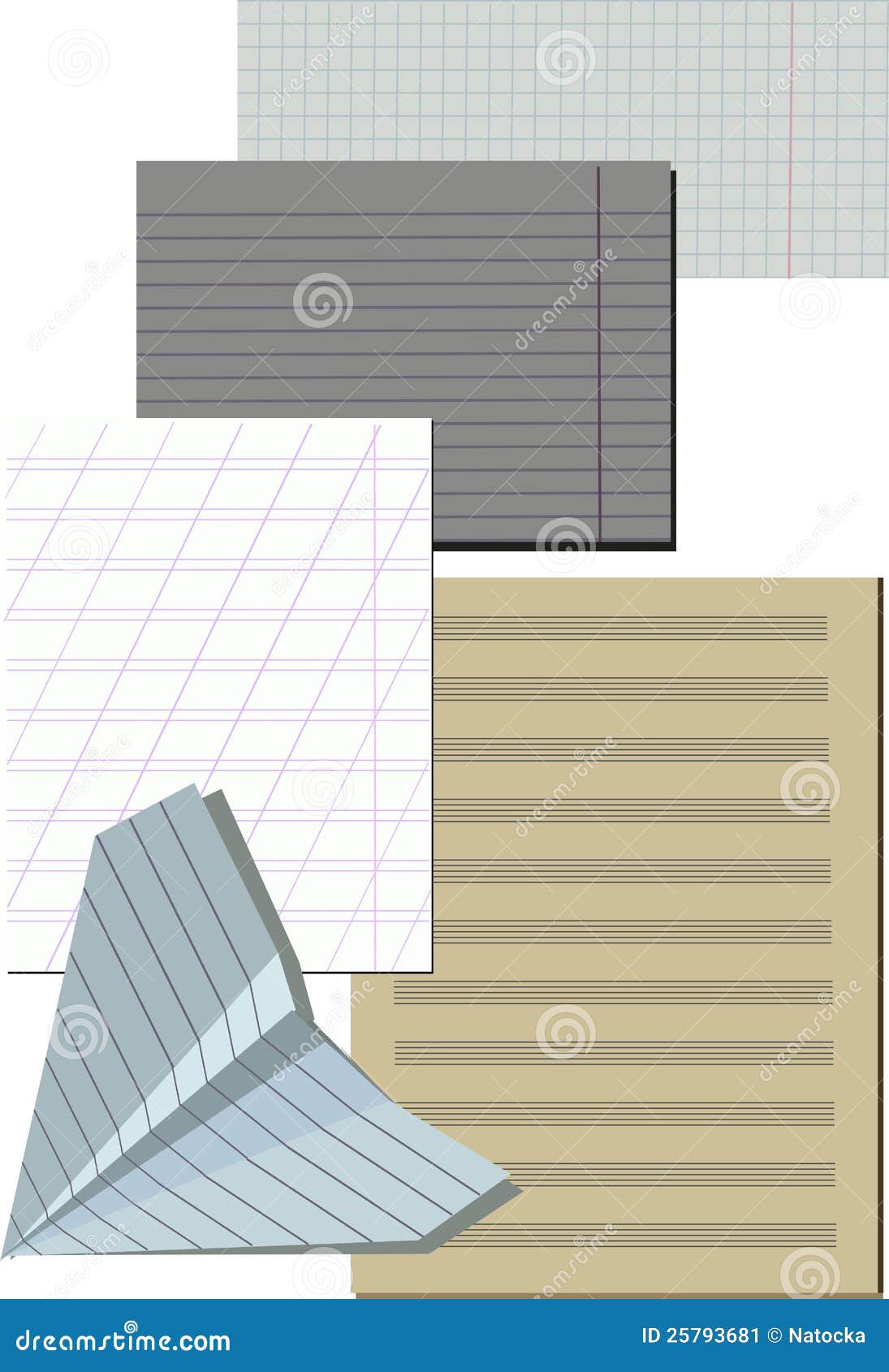Set of Different Paper and Sheets from Notebook Stock Vector ...