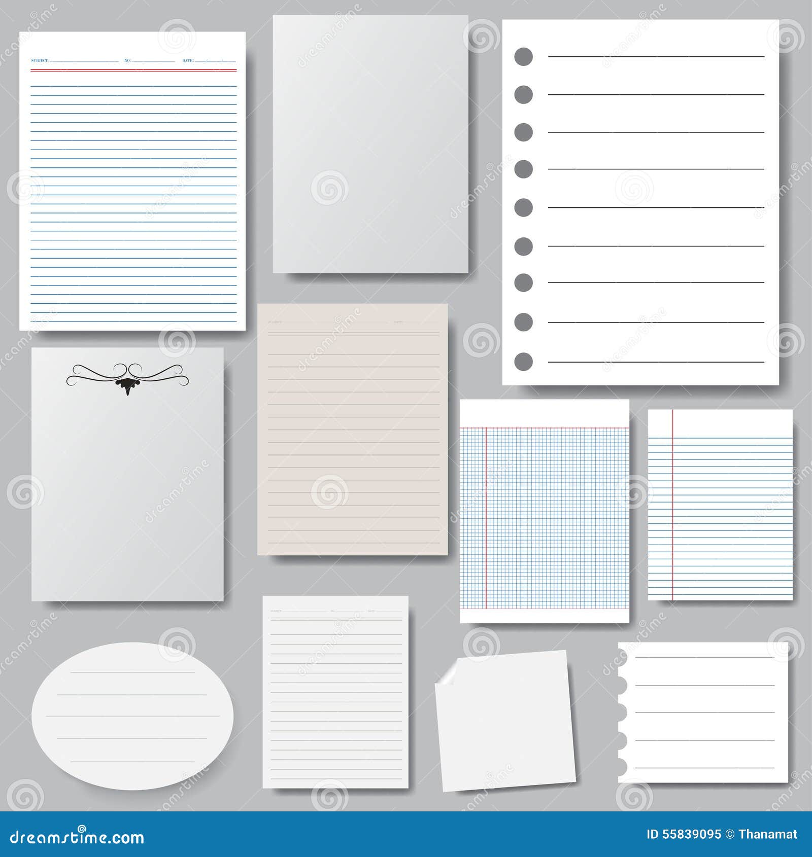 Set of different paper stock vector. Illustration of paper - 55839095