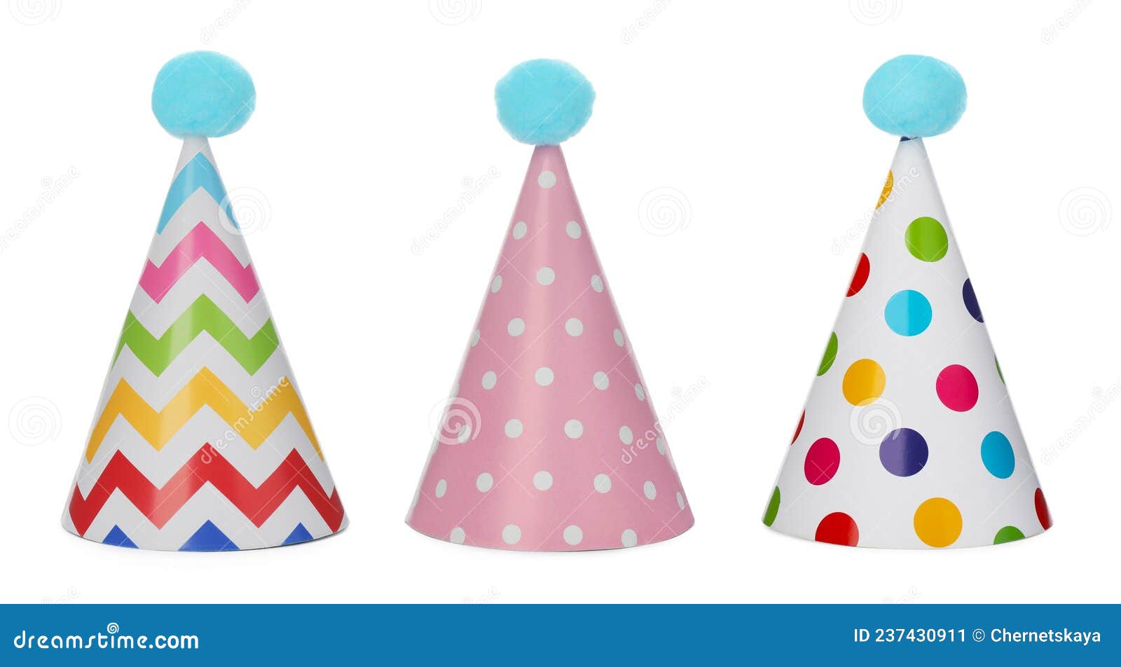 Set with Different Party Hats on White Background. Banner Design Stock ...