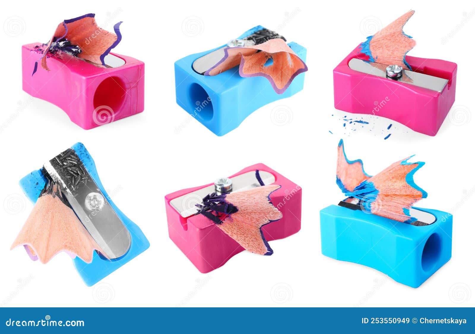 Set with Different Pencil Sharpeners on White Background Stock Image ...