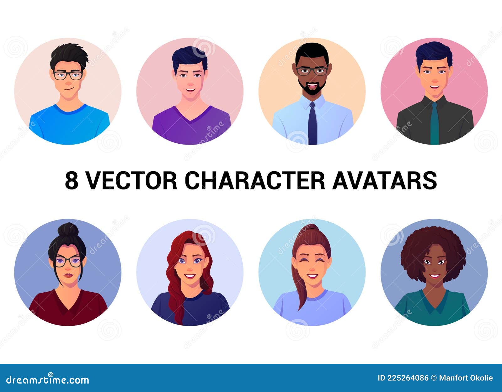 Set of Different People Avatars and Portraits Premium Vector Stock ...