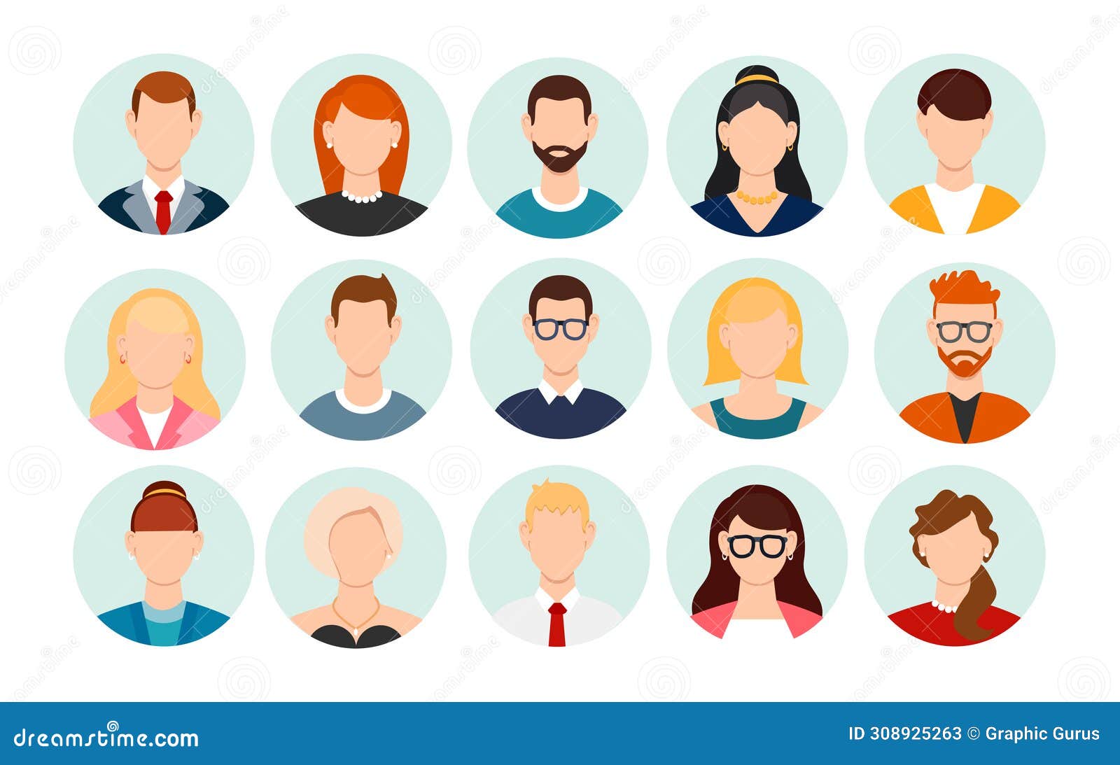 Set of Different People Avatars. User Avatar in Circle Stock Vector ...