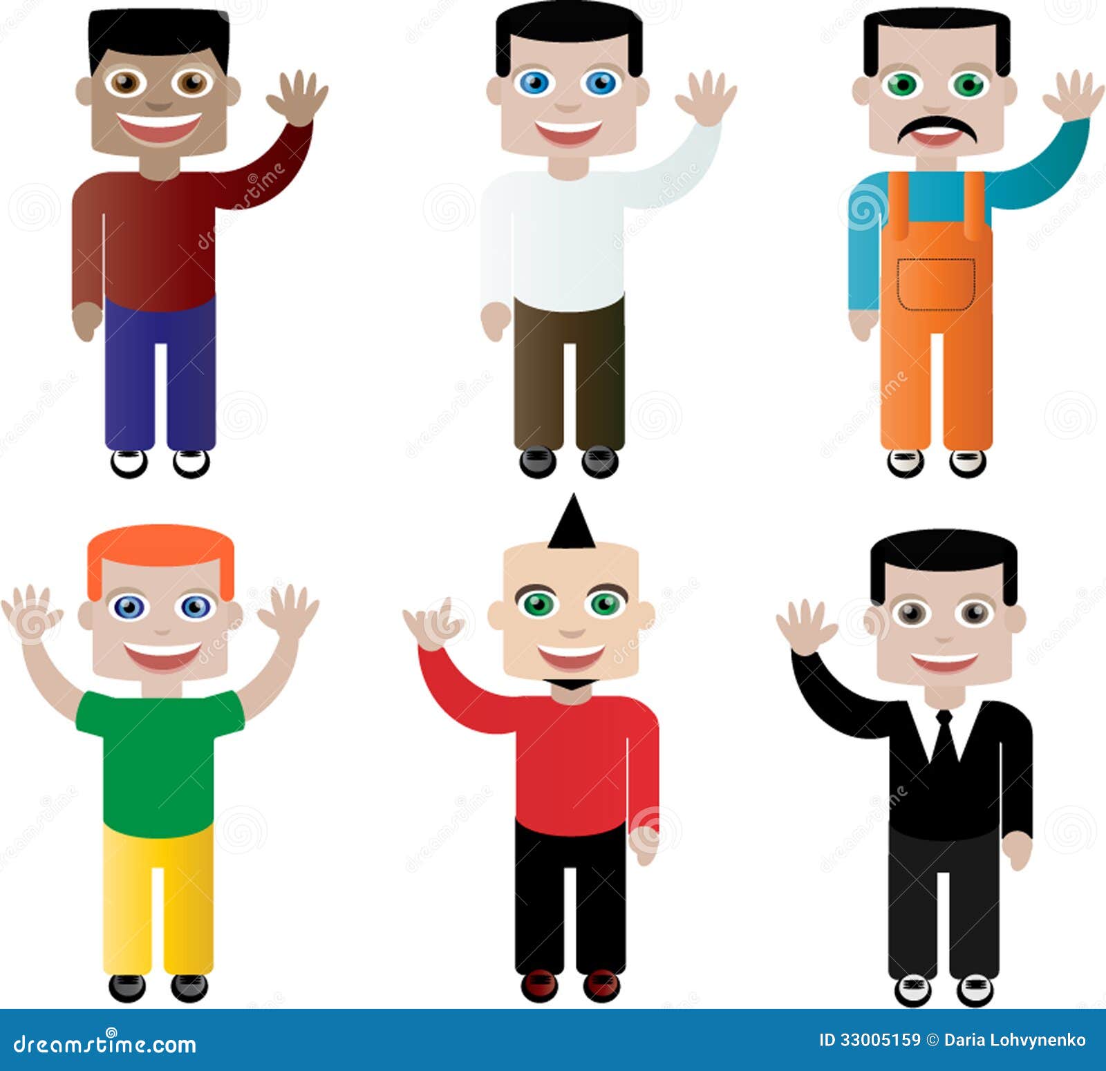 Set of Different People, Characters in Vector Stock Illustration ...