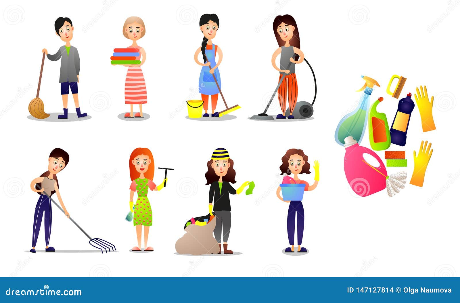 House And Tools, Janitors And Tools Background Cartoon Vector ...