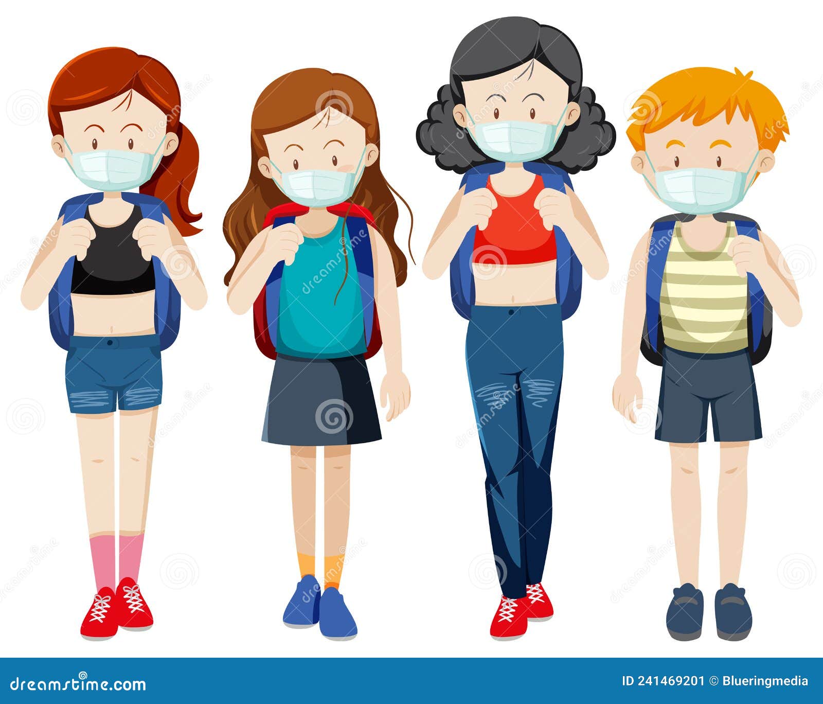 Set of Different People Wearing Masks Stock Vector - Illustration of ...
