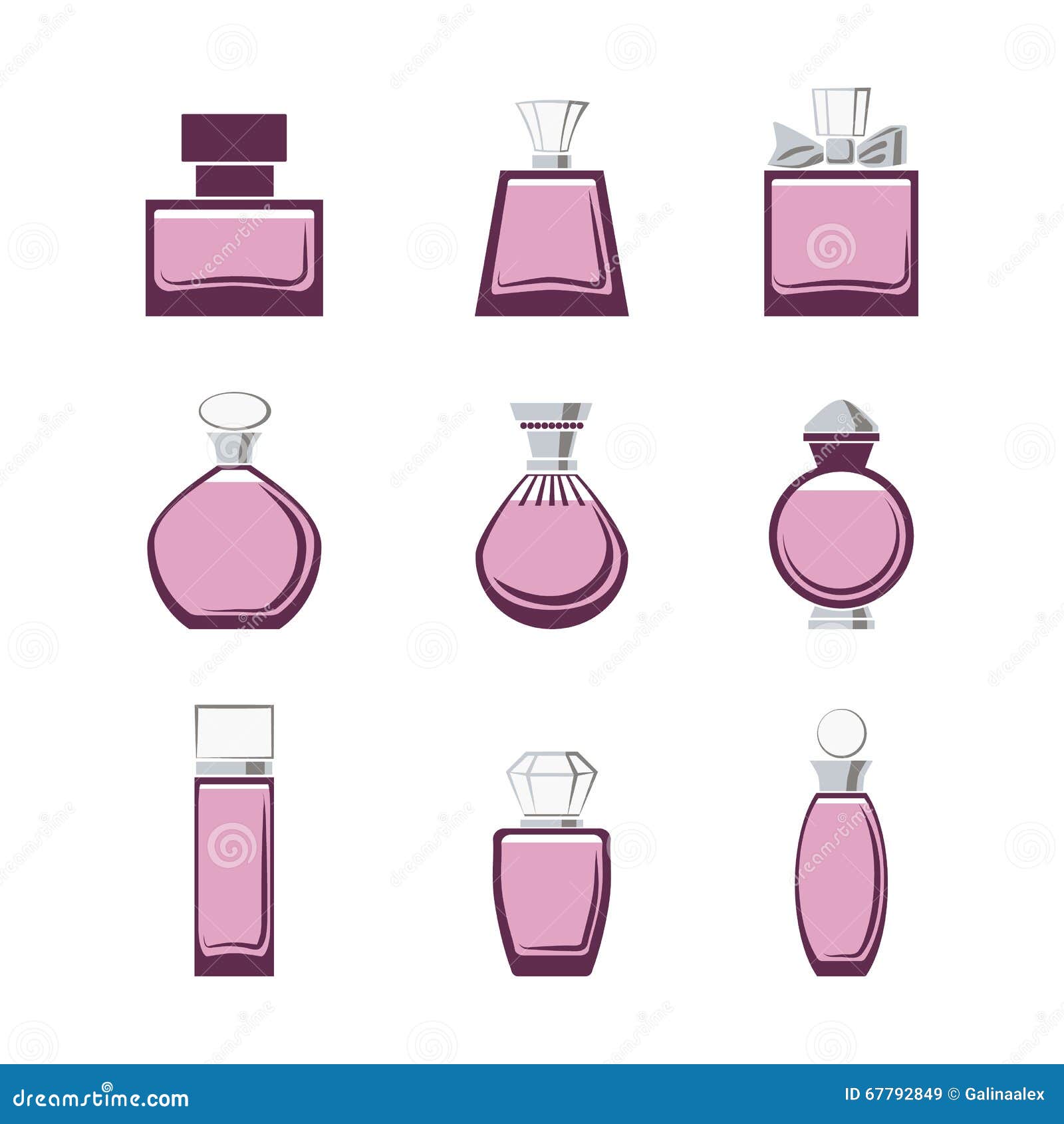 Set Of Different Perfume Bottles In Vector Stock Vector - Illustration ...