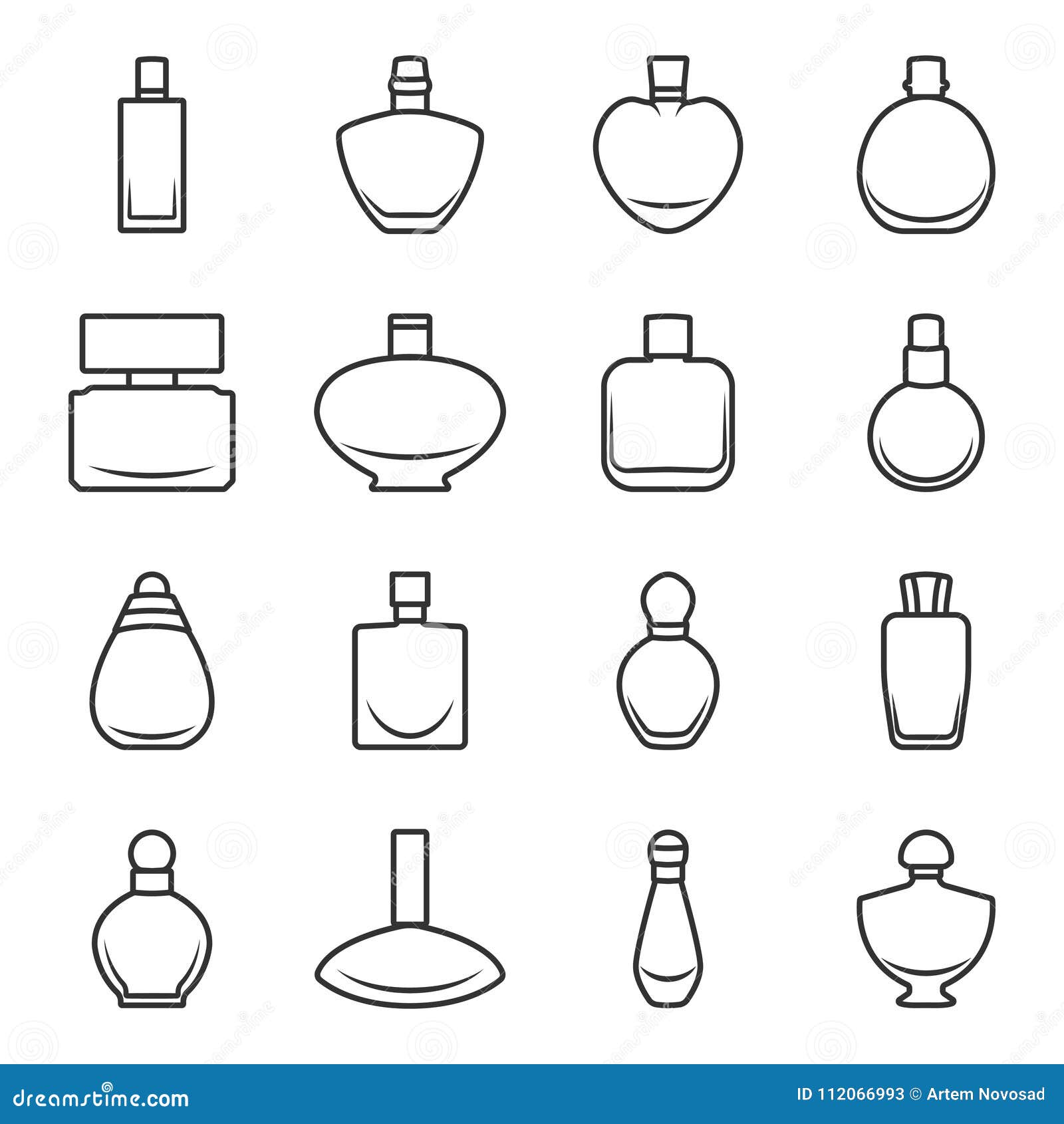 Set of Different Perfume Bottles in Vector Format on a White Background ...