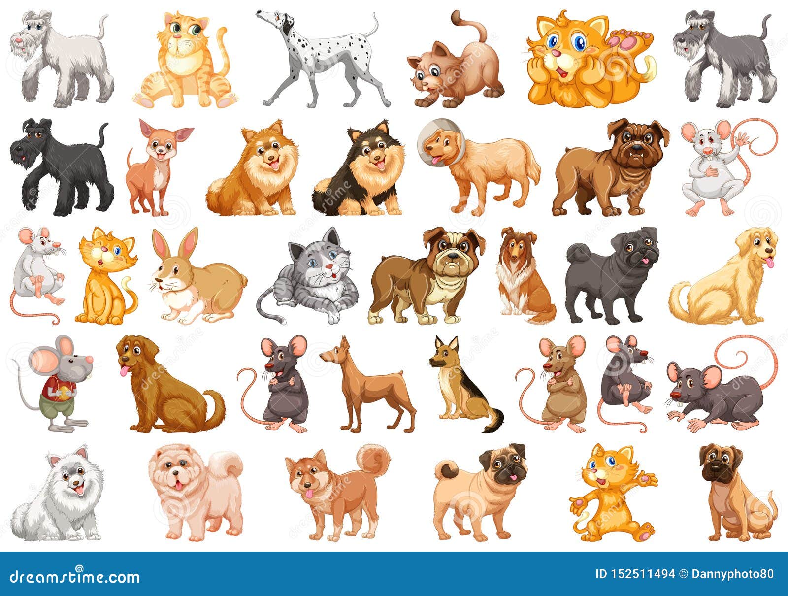 Set of different pets stock vector. Illustration of adorable - 152511494