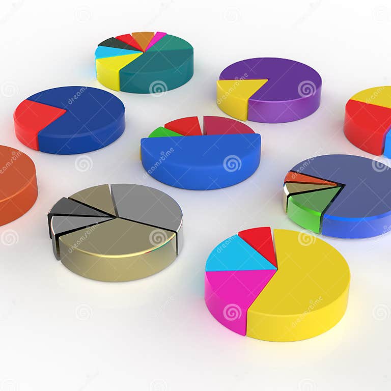 Set of Different Pie Chart on Background Stock Illustration ...