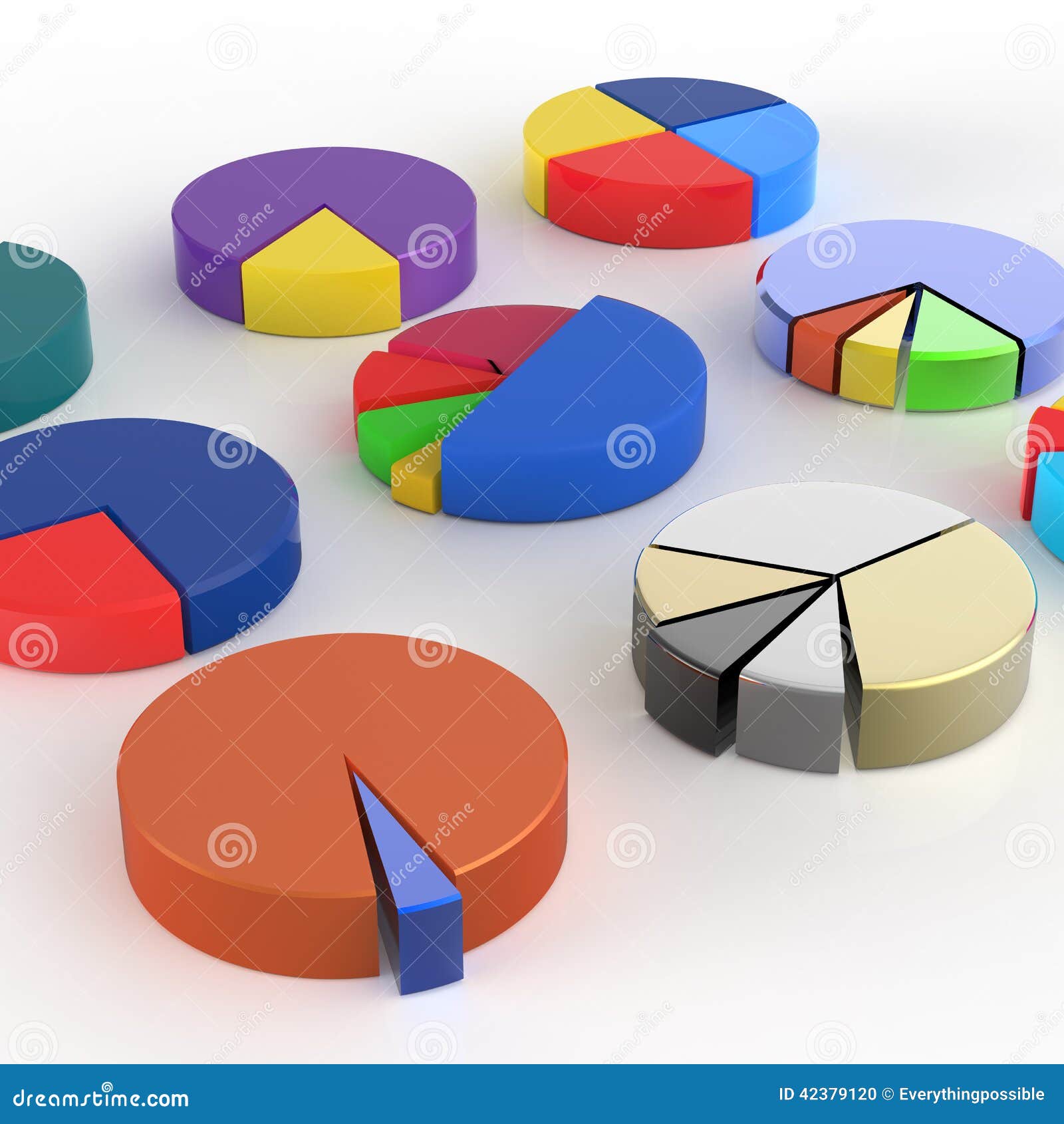 Set of different pie chart stock illustration. Illustration of account ...