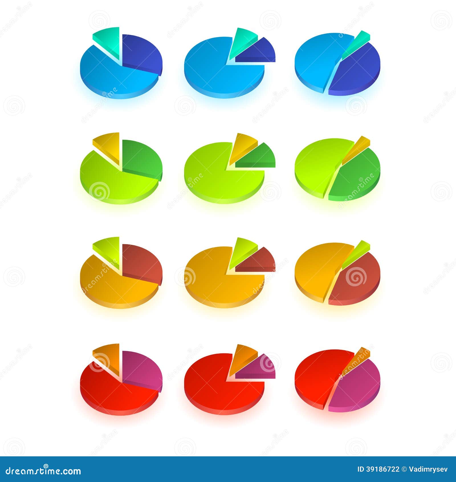 Set of different pie chart stock vector. Illustration of data - 39186722