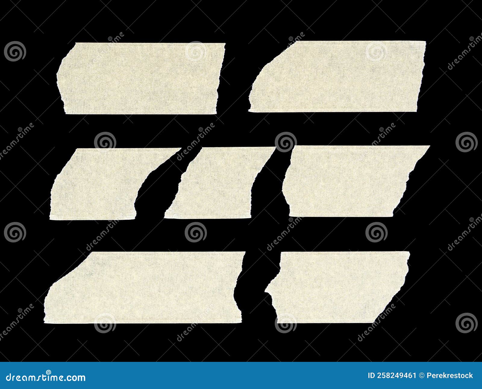 Set of Different Pieces of Masking Tape Isolated on Black Stock Image ...