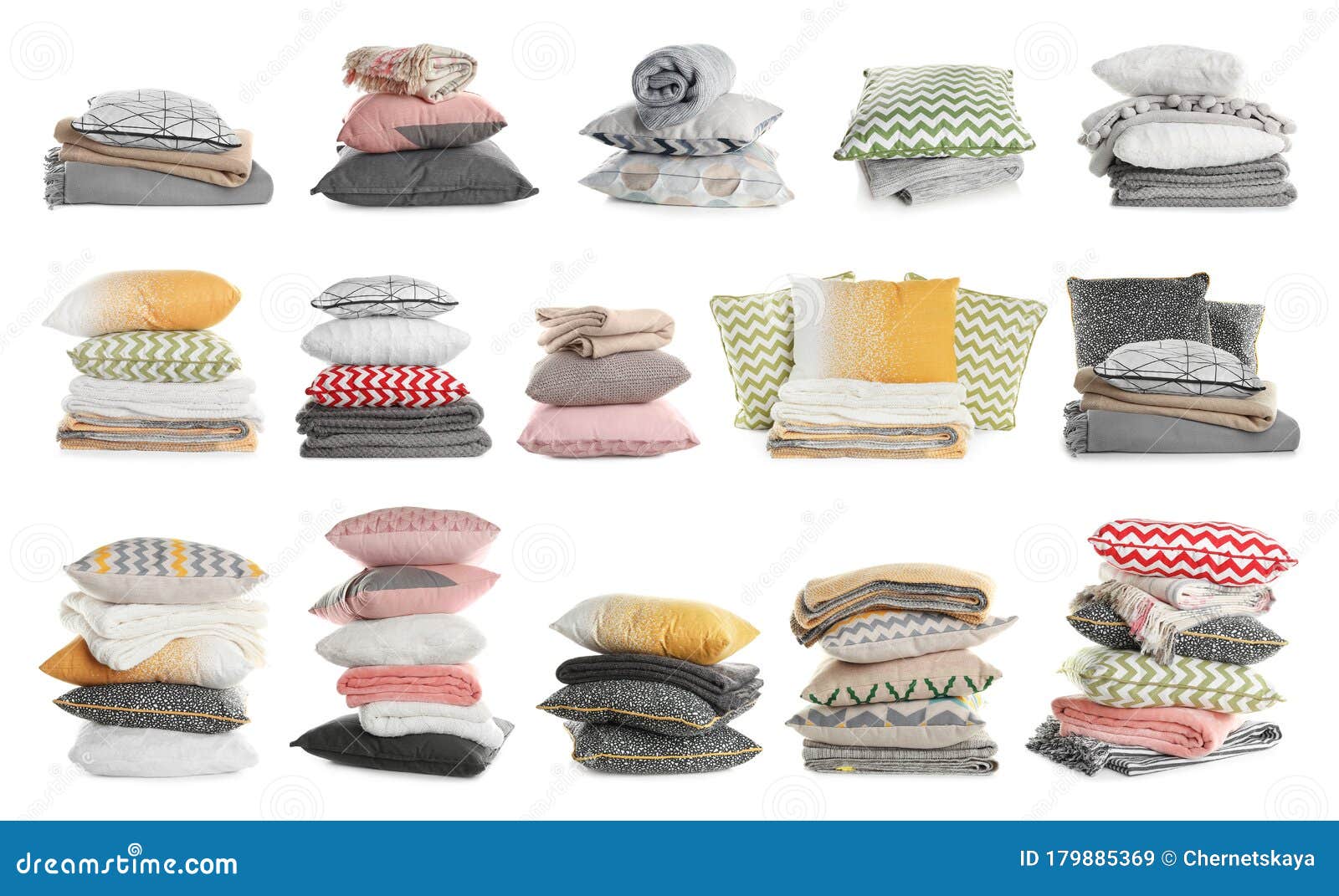 Set of Different Pillows on Background Stock Image - Image of fabric ...