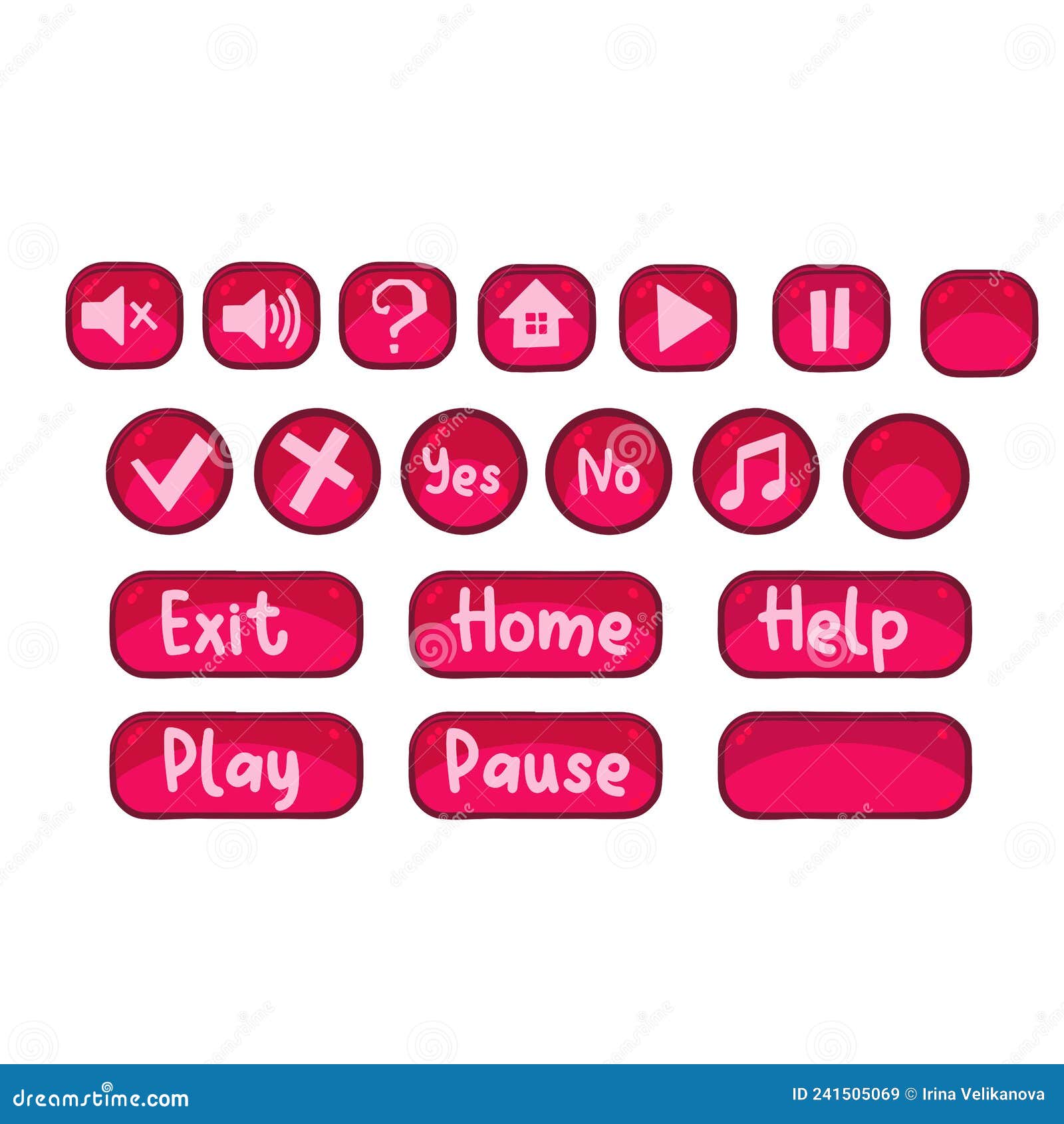 Set of Different Pink Button for Game or Website, Stock Vector ...