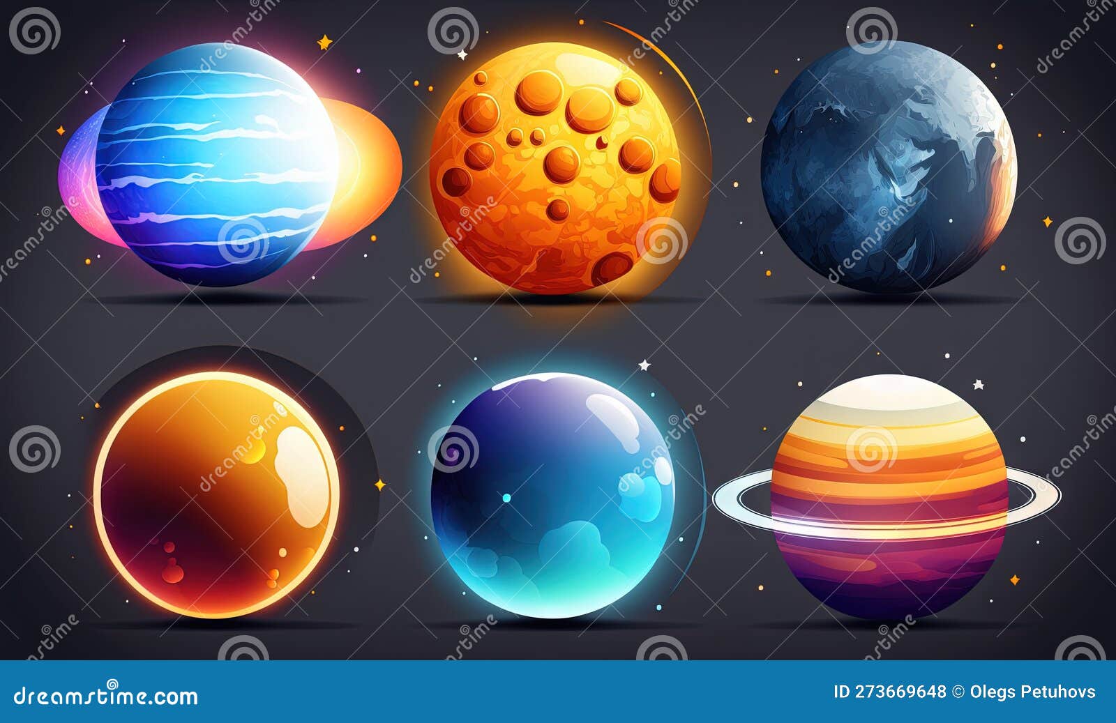 A Set of Different Planets in the Solar System, Including the Sun, the ...