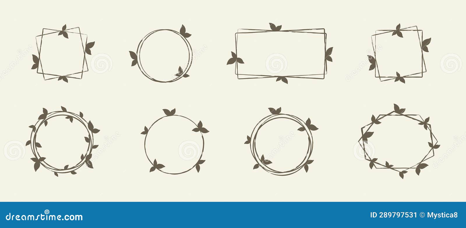 Set of Different Plant Frames with Leaves and Place for Text Stock ...