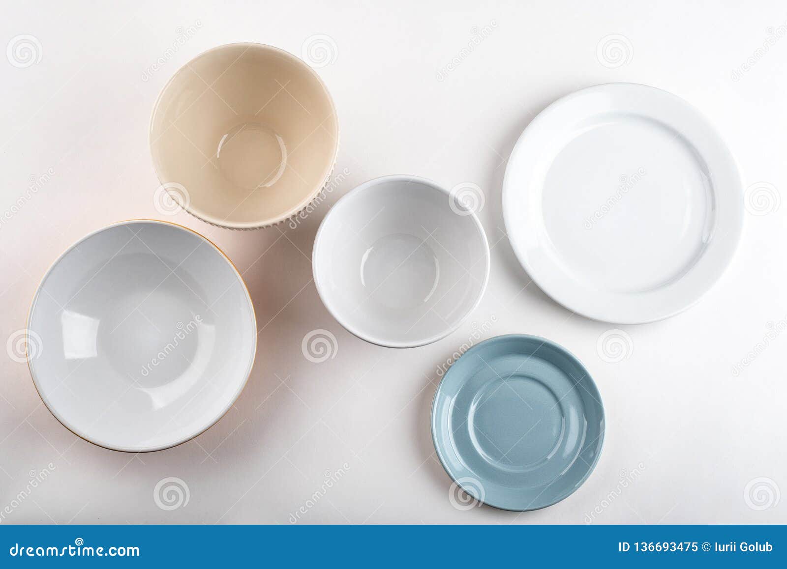Set of different plates stock image. Image of bowl, background - 136693475