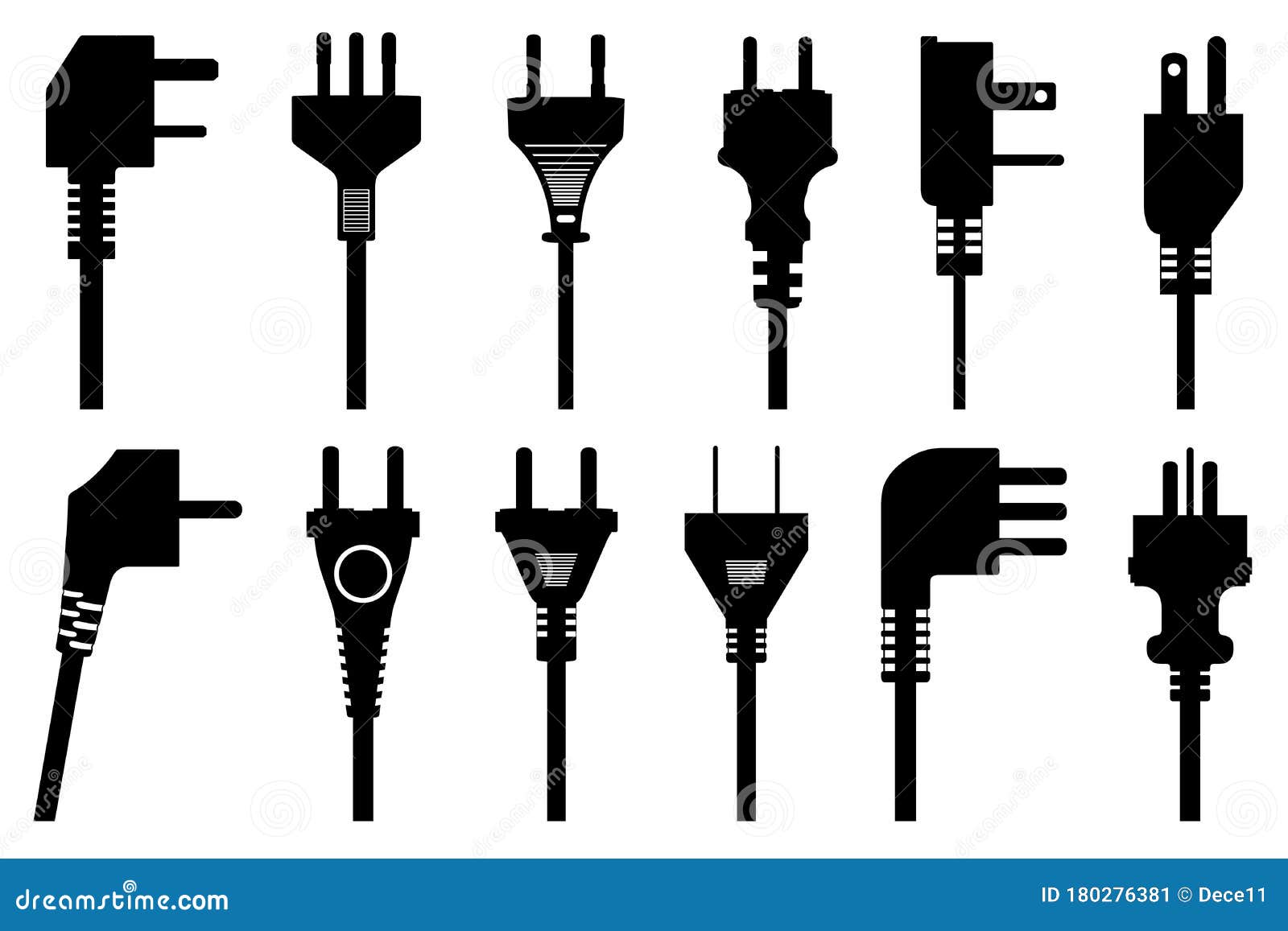 Set of different plugs stock vector. Illustration of close - 180276381