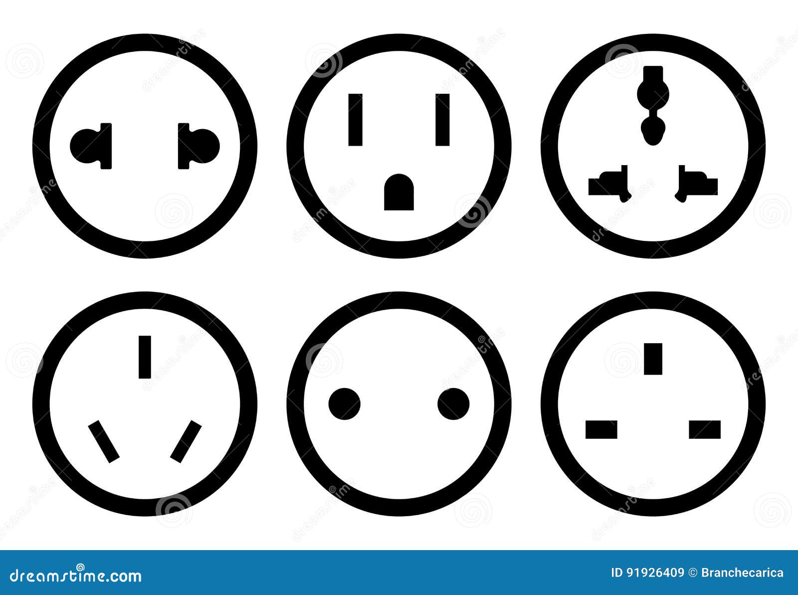 Set of different plugs stock vector. Illustration of technology - 91926409