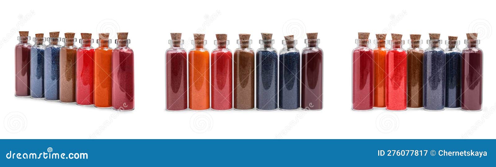 Set of Different Powdered Food Coloring in Bottles Isolated on White ...