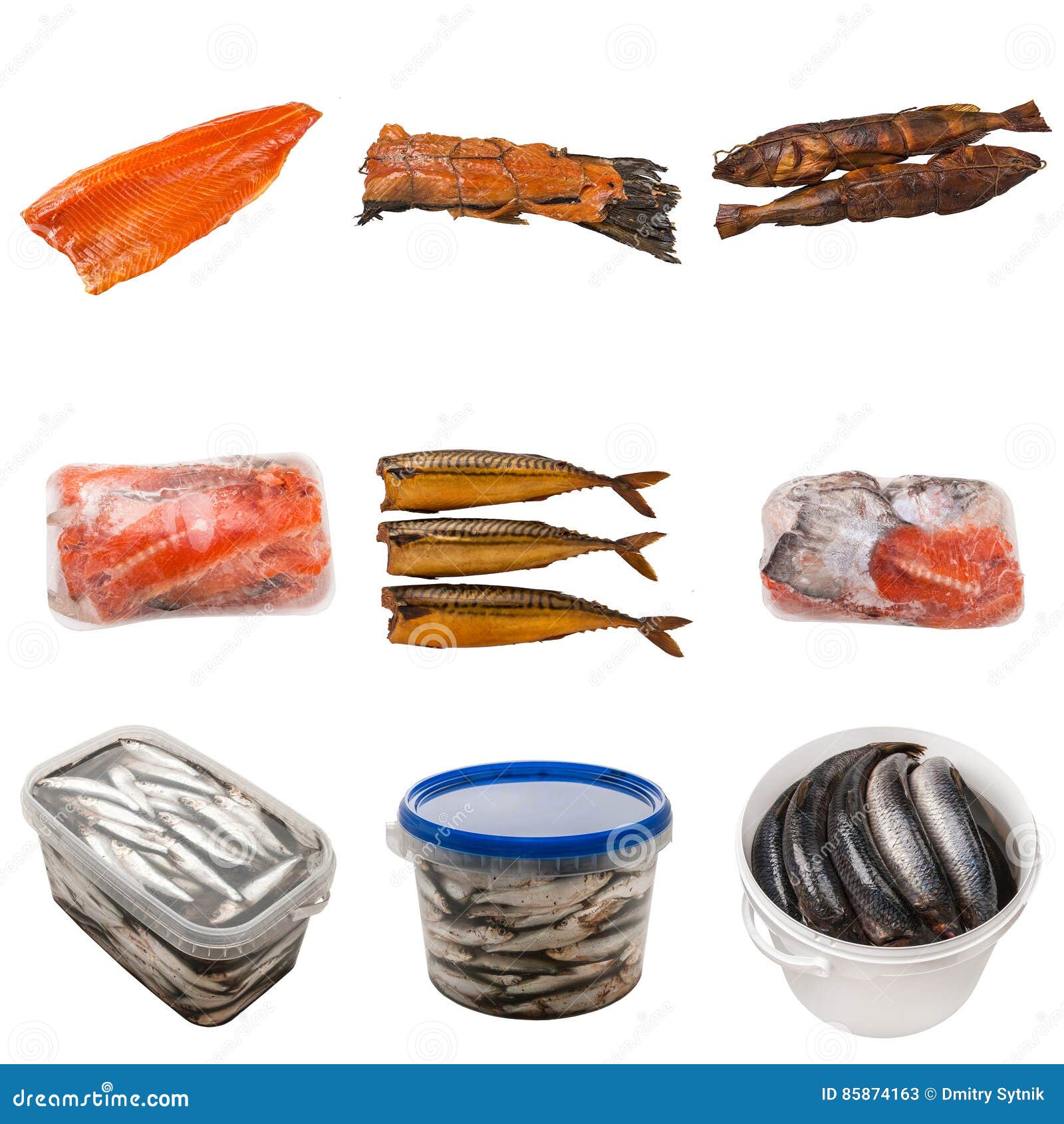 Set of a Different Preserved Fish Stock Image - Image of food, cooking ...