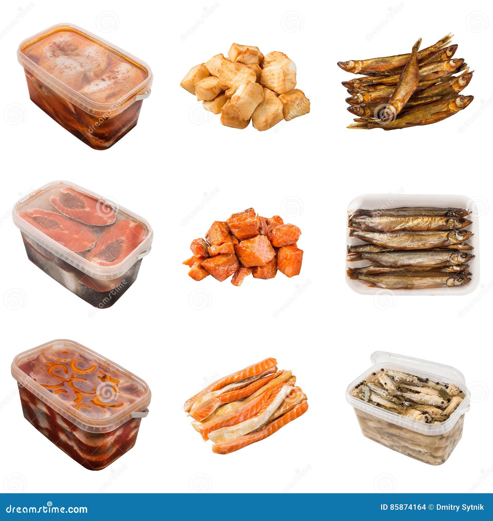 Set of a Different Preserved Fish Stock Photo - Image of lunch ...