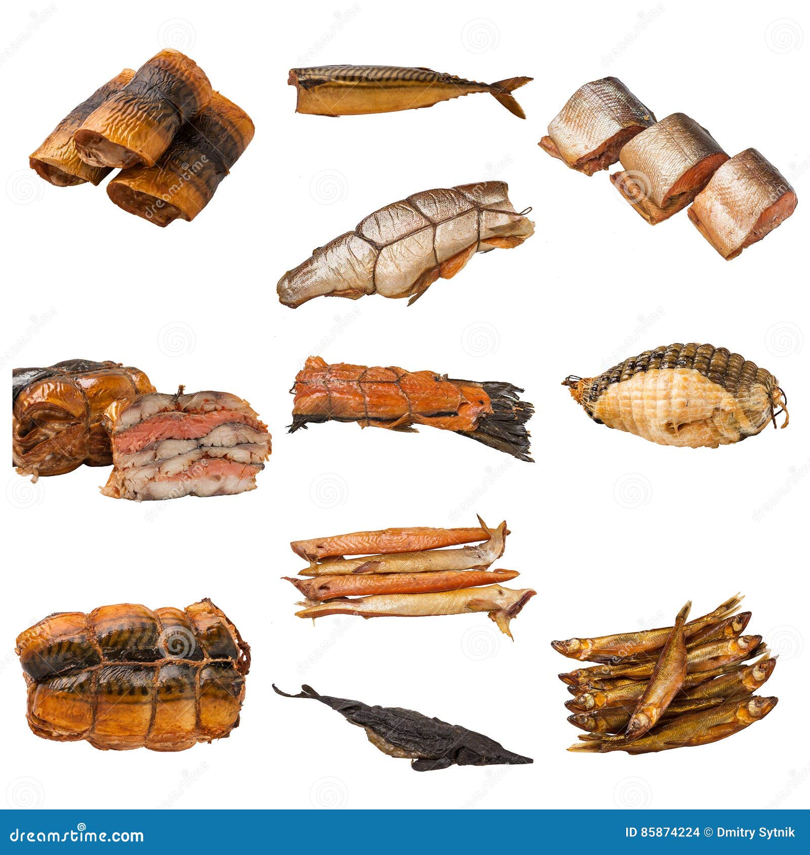 Set of a Different Preserved Fish Stock Photo - Image of isolated ...