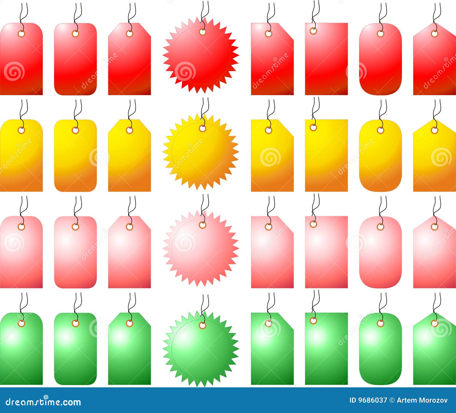 Set of Different Price Tags Stock Illustration - Illustration of market ...