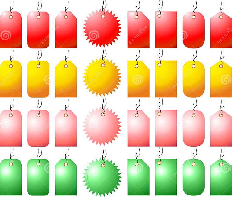 Set of Different Price Tags Stock Illustration - Illustration of market ...