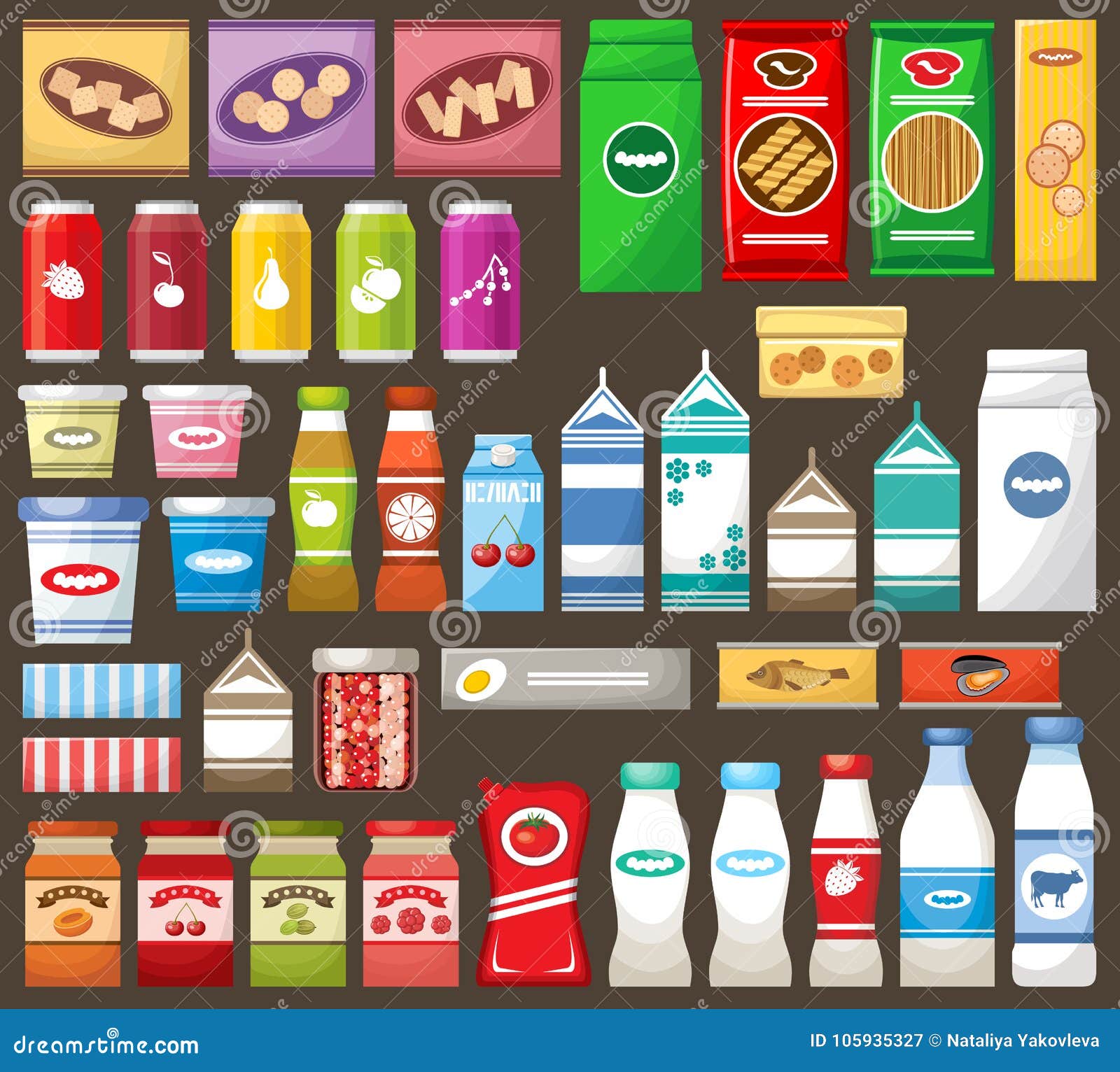 Set of different products stock vector. Illustration of cereal - 105935327