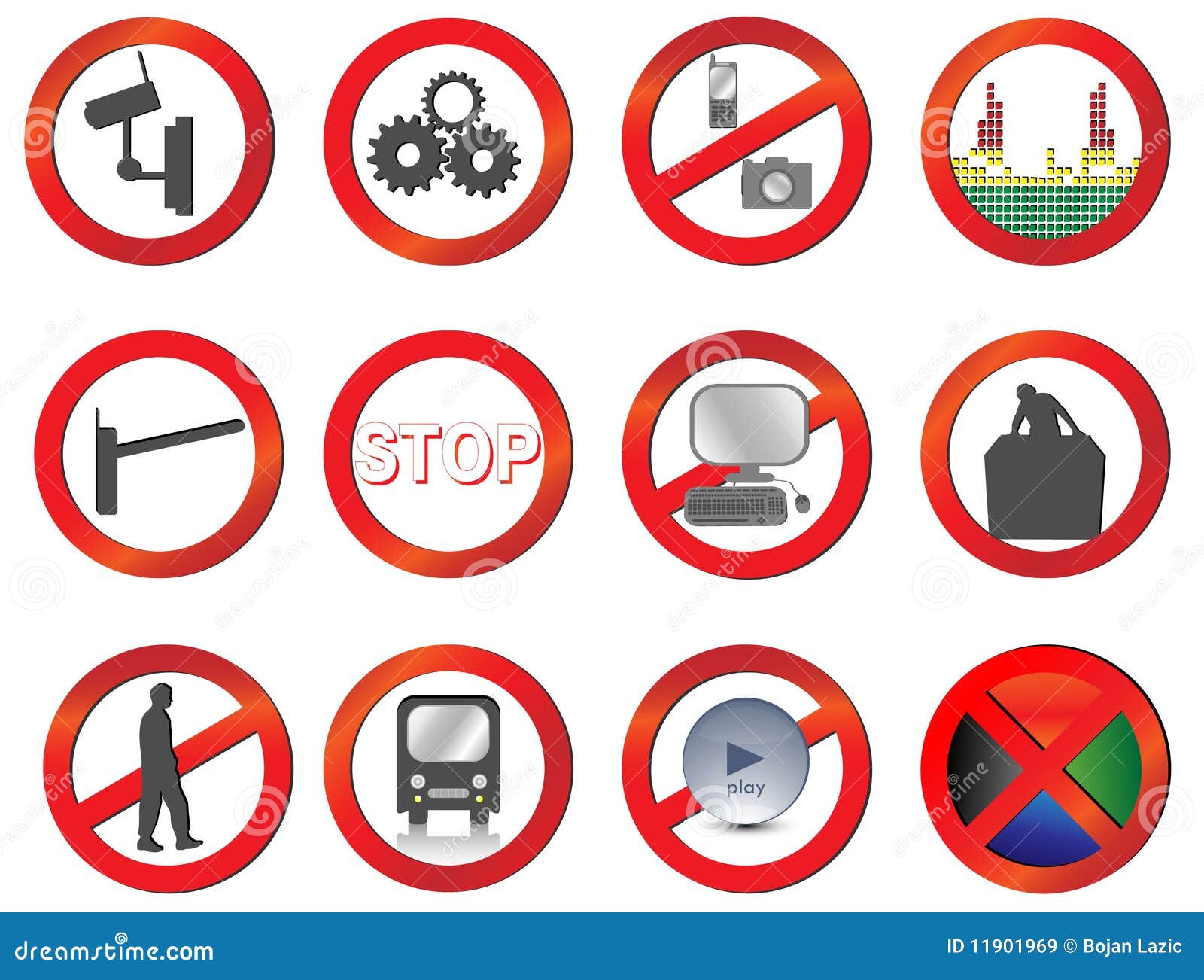 Set Of Different Prohibition / Warning Signs, Road Signs. Europe ...