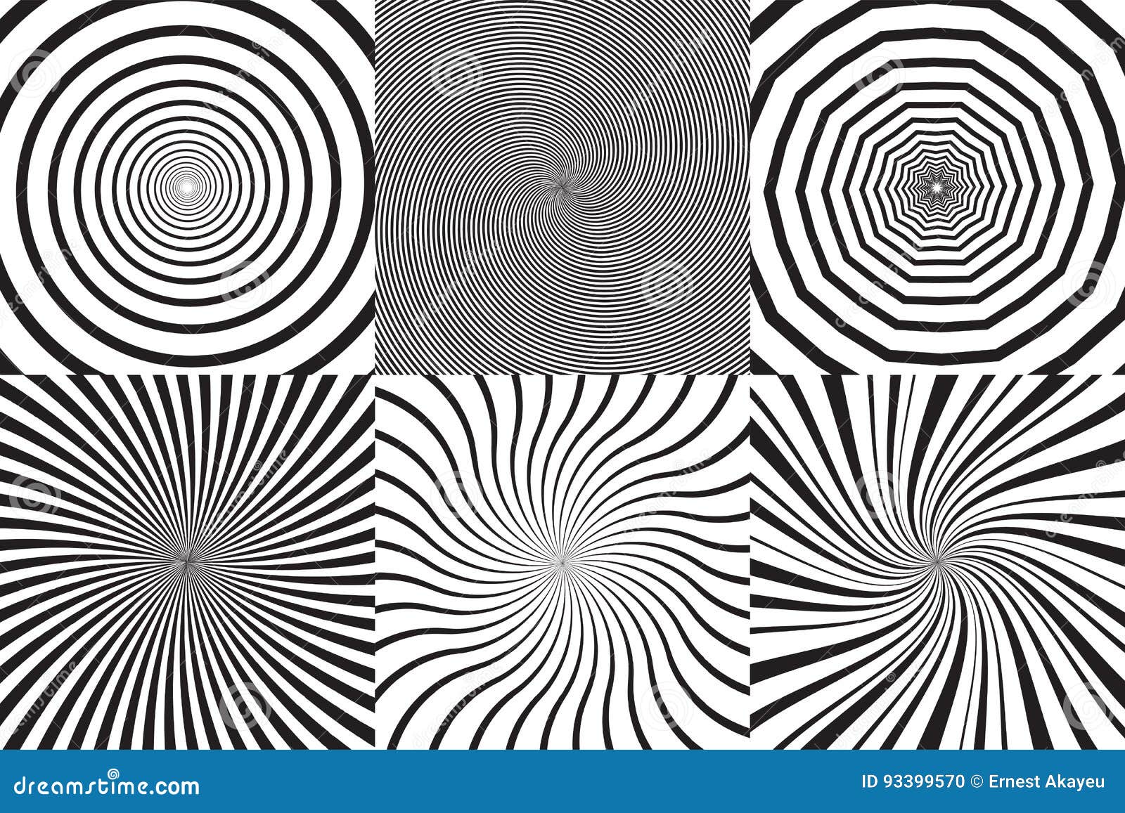 Set Of Different Psychedelic Spiral, Vortex, Twirl. Vector Colorful ...