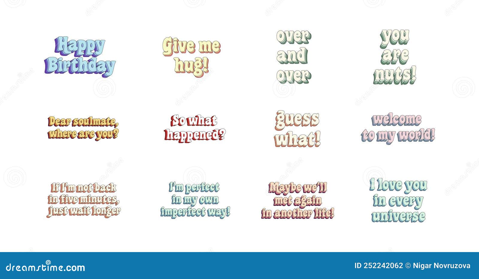 Set of Different Quotes and Memes. Colorful Text Sticker Stock Vector ...