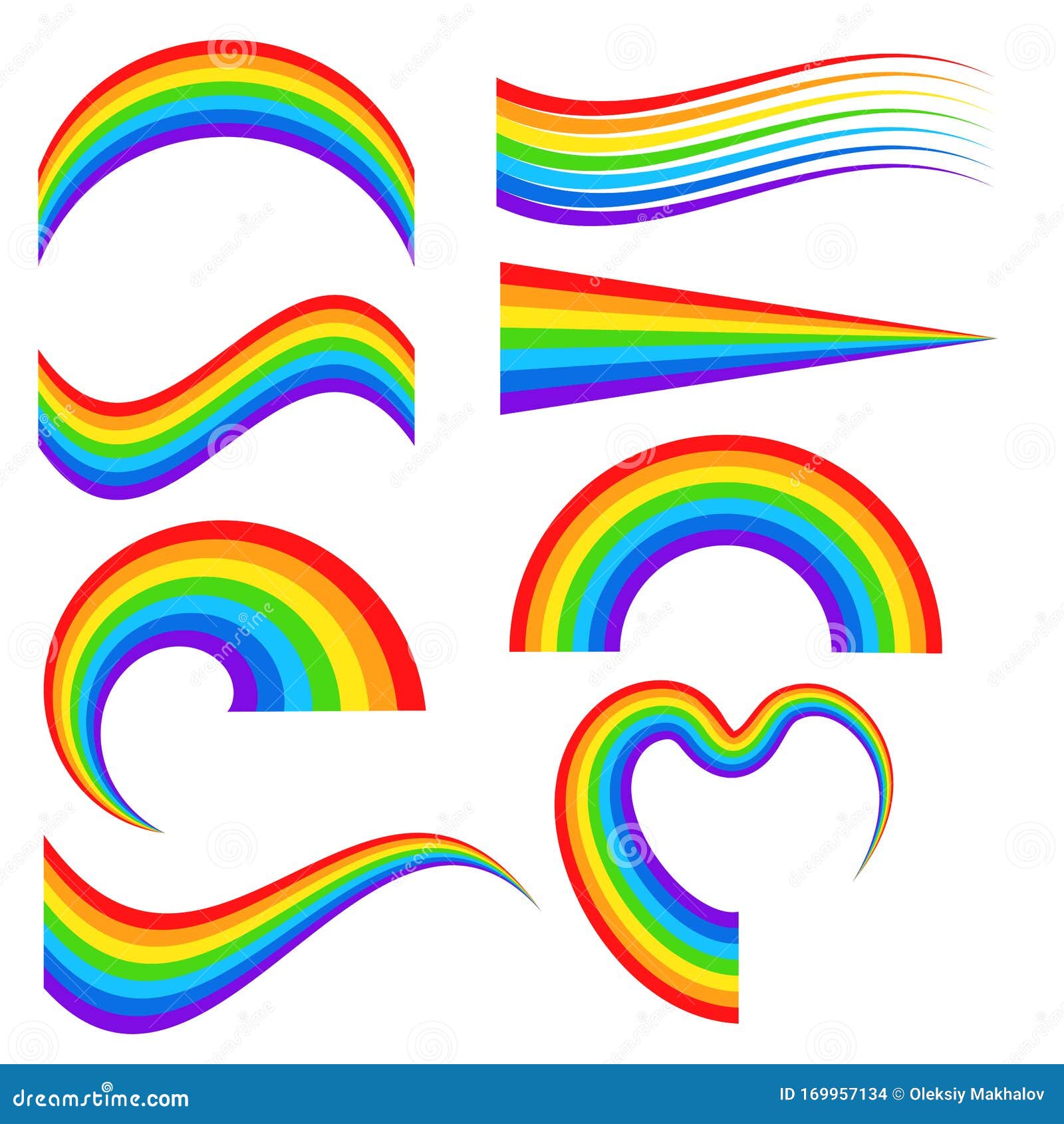 Set Of Different Rainbow Color Frames And Borders Vector Illustration ...