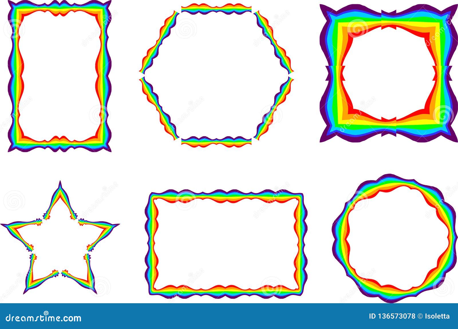 Set of Different Rainbow Color Frames and Borders Stock Vector ...