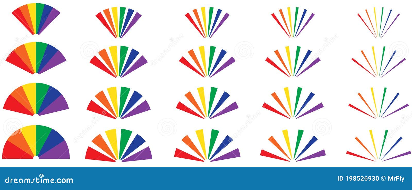 Set of 12 Different Rainbow Shapes Stock Vector - Illustration of ...