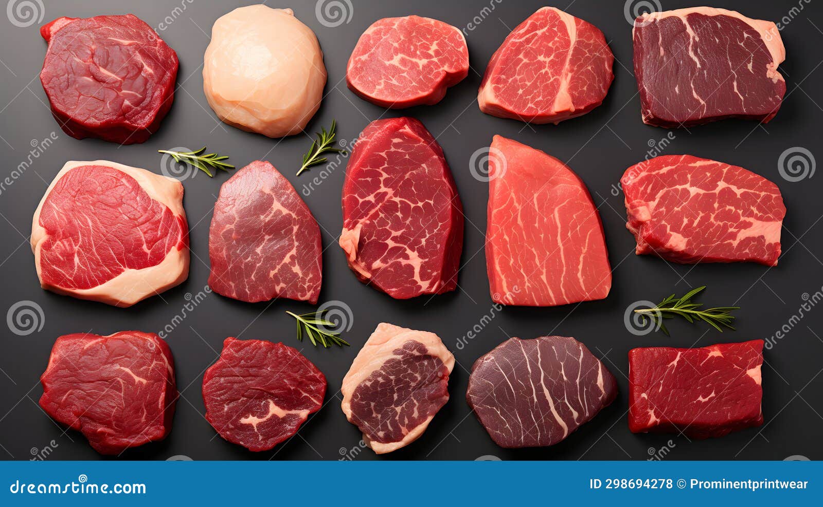 Set of Different Raw Steaks Stock Photo - Image of fillet, isolated ...