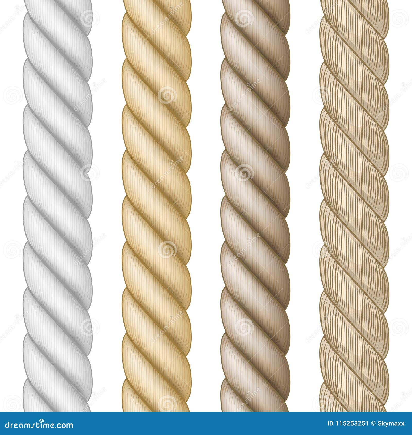 Set of Different Realistic Rope Stock Vector - Illustration of curve ...