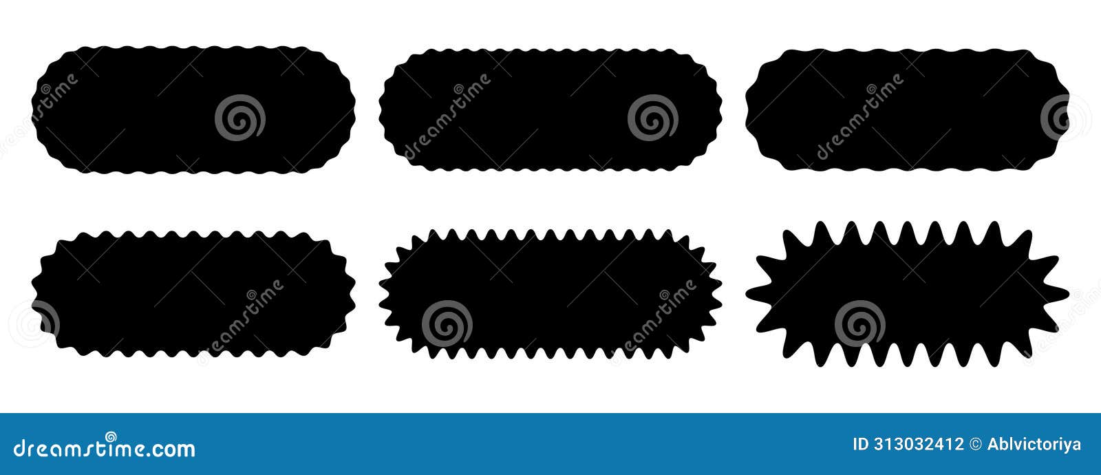 Set of Different Rectangles with Wavy Edges. Rectangular Shapes with ...
