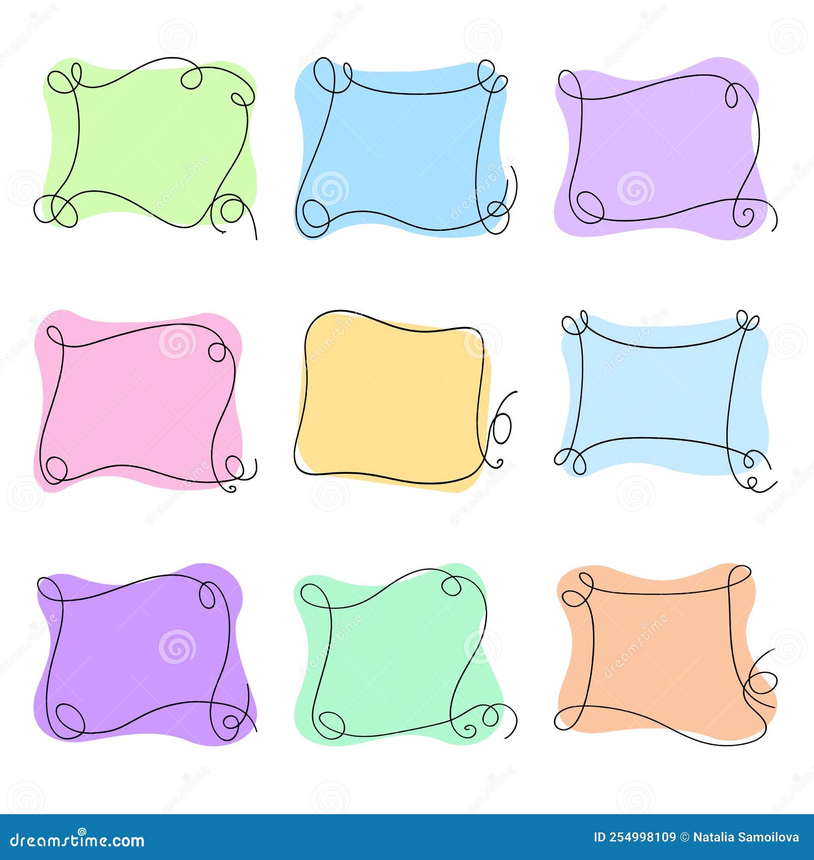 A Set of Different Rectangular Frames with Rounded Edges and Curlicues ...