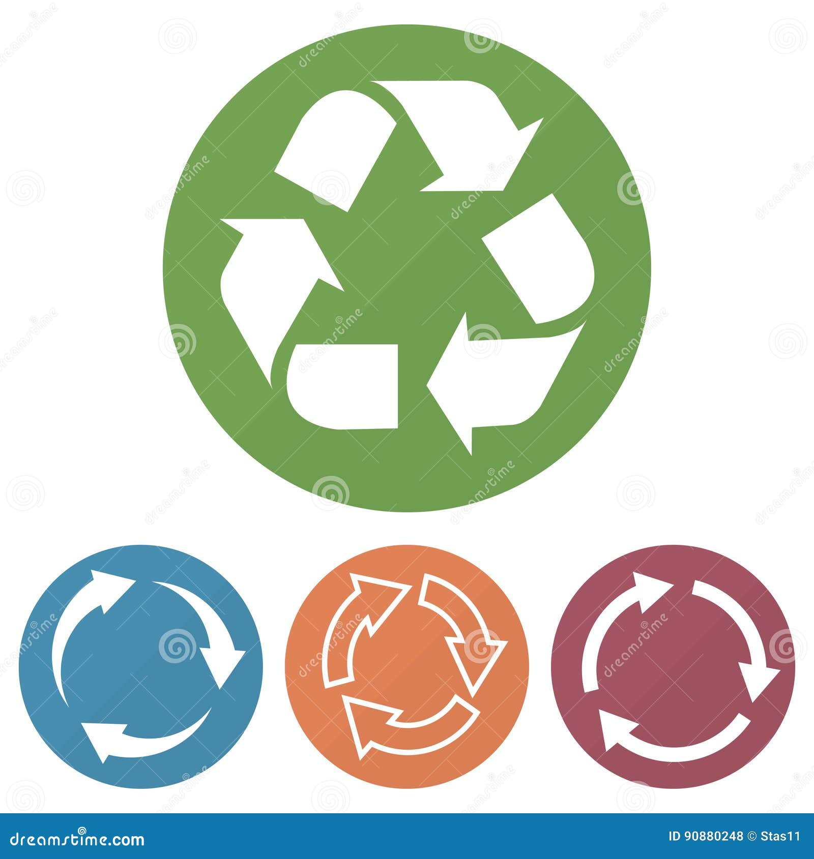 Set of Different Recycle Icon on a Circles. Vector Illustration Stock ...